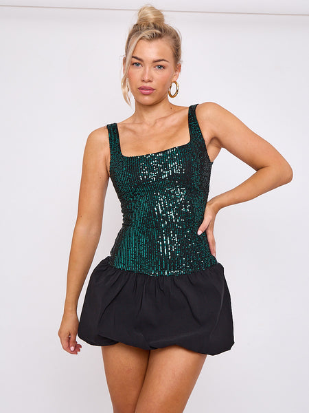 Wholesale Sequinned Puffed Hem Mini Balloon Dress – Stylewise Direct