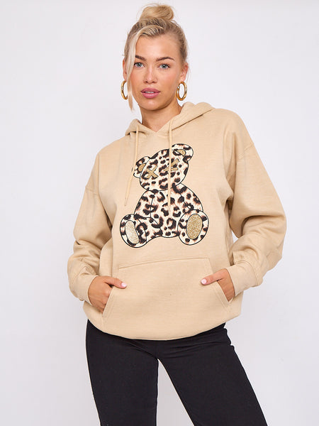 Wholesale Leopard Print Teddy Graphic Hoodie – Stylewise Direct