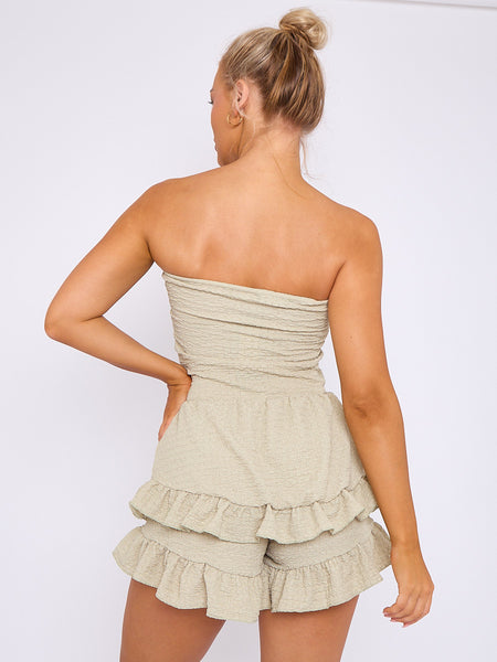 Wholesale Textured Frill Detail Bandeau Playsuit – Stylewise Direct